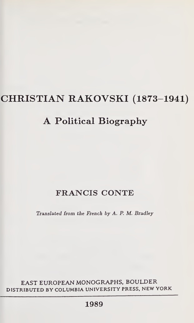 Francis Conte. Christian Rakovski (1873-1941).