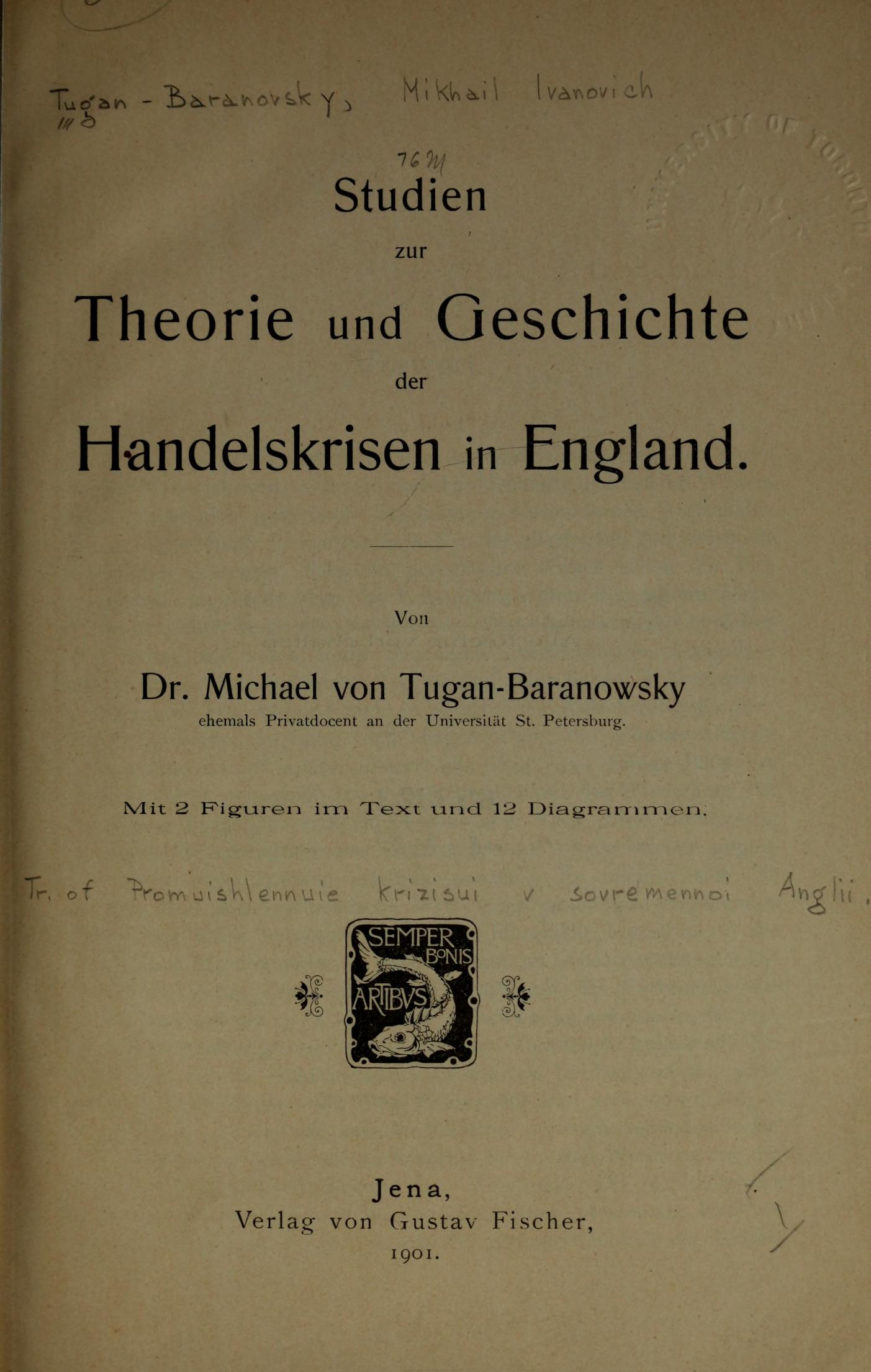 Tougan-Baranowski. Las crisis industriales en Inglaterra.